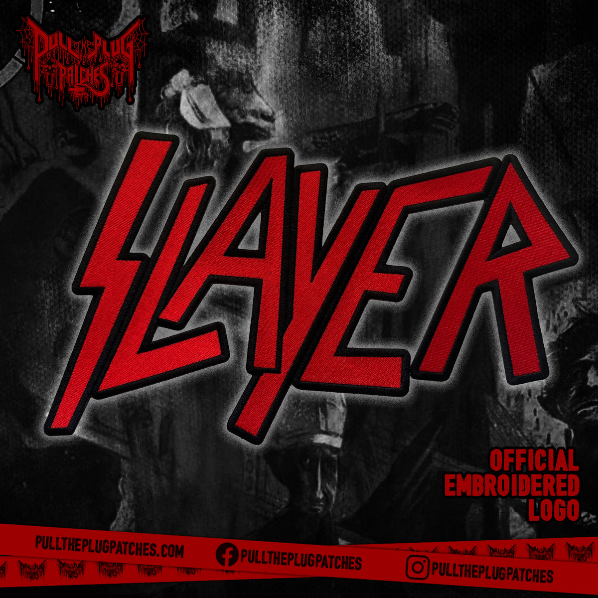 Slayer - Red - Embroidered Rocker Style Logo – Pull The Plug Patches