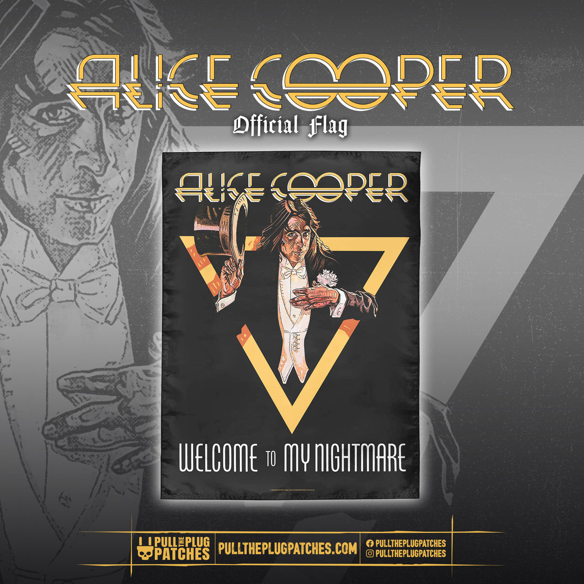 Alice Cooper - Welcome To My Nightmare - Flag – Pull The Plug Patches