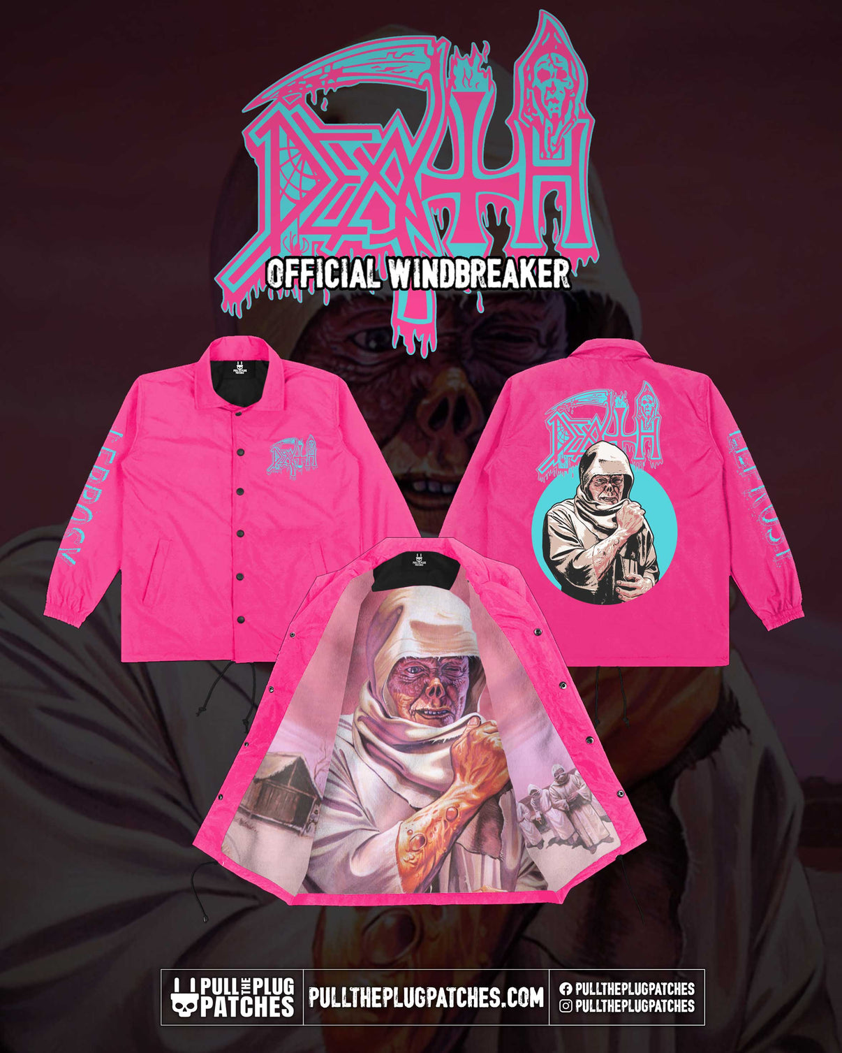 Death - Leprosy - Windbreaker (Pink) – Pull The Plug Patches