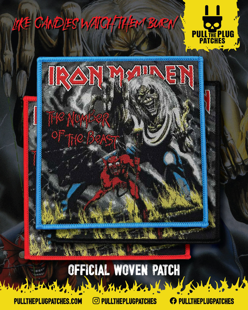 Iron Maiden - The Number of the Beast - Square Patch – Pull The Plug ...