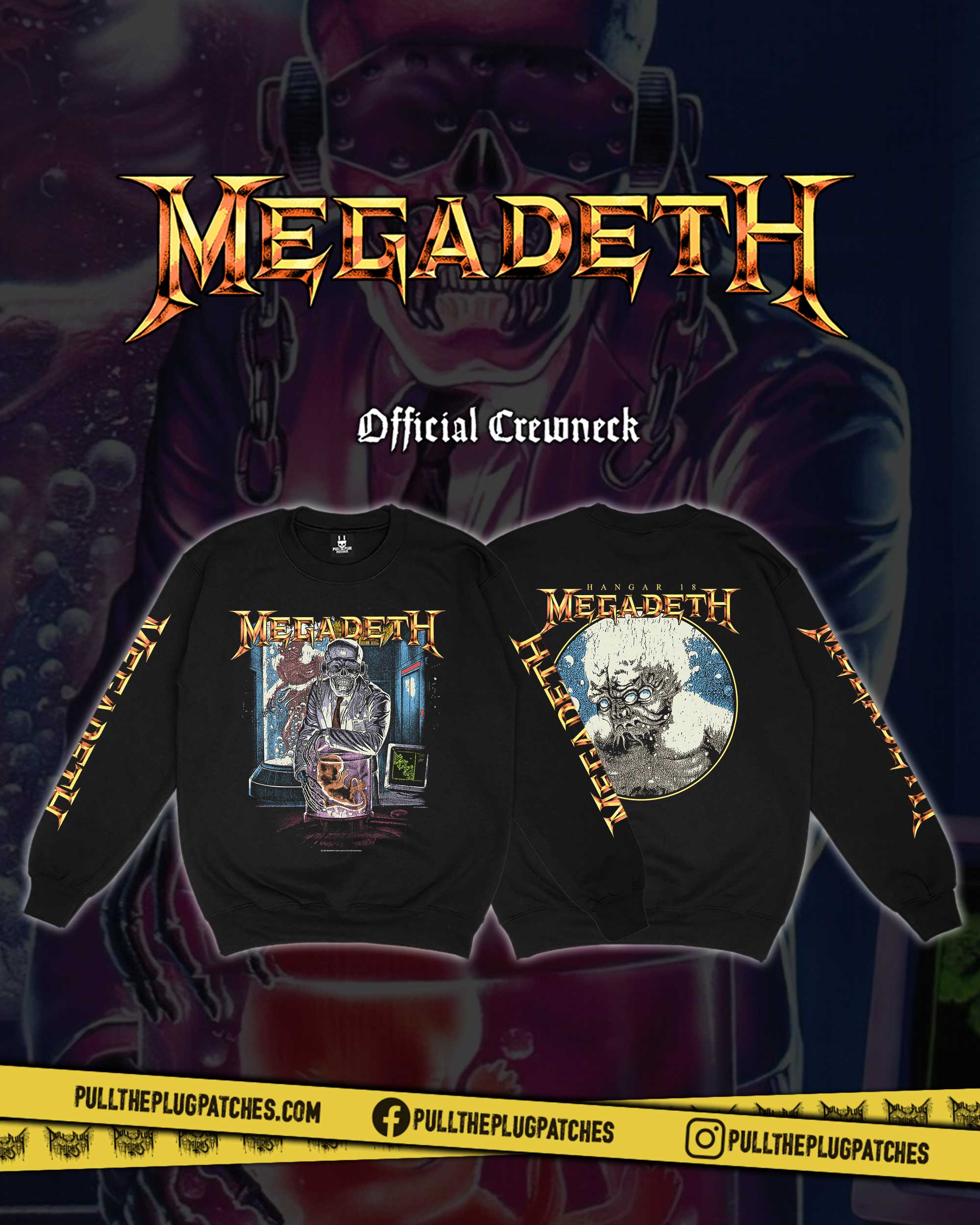 Megadeth - Hangar 18 - Crewneck Sweater – Pull The Plug Patches