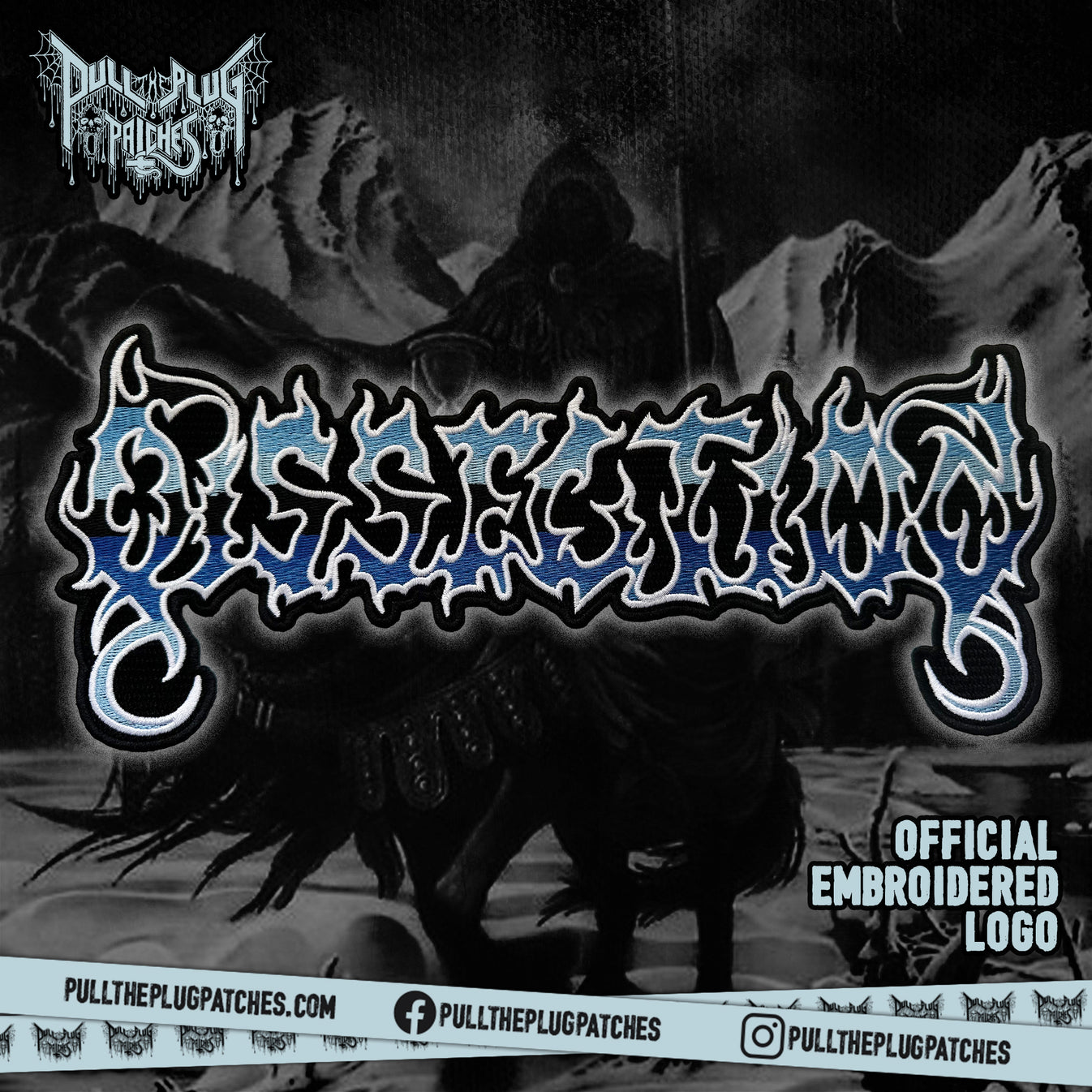 Dissection - Blue - Embroidered Rocker Style Logo – Pull The Plug Patches