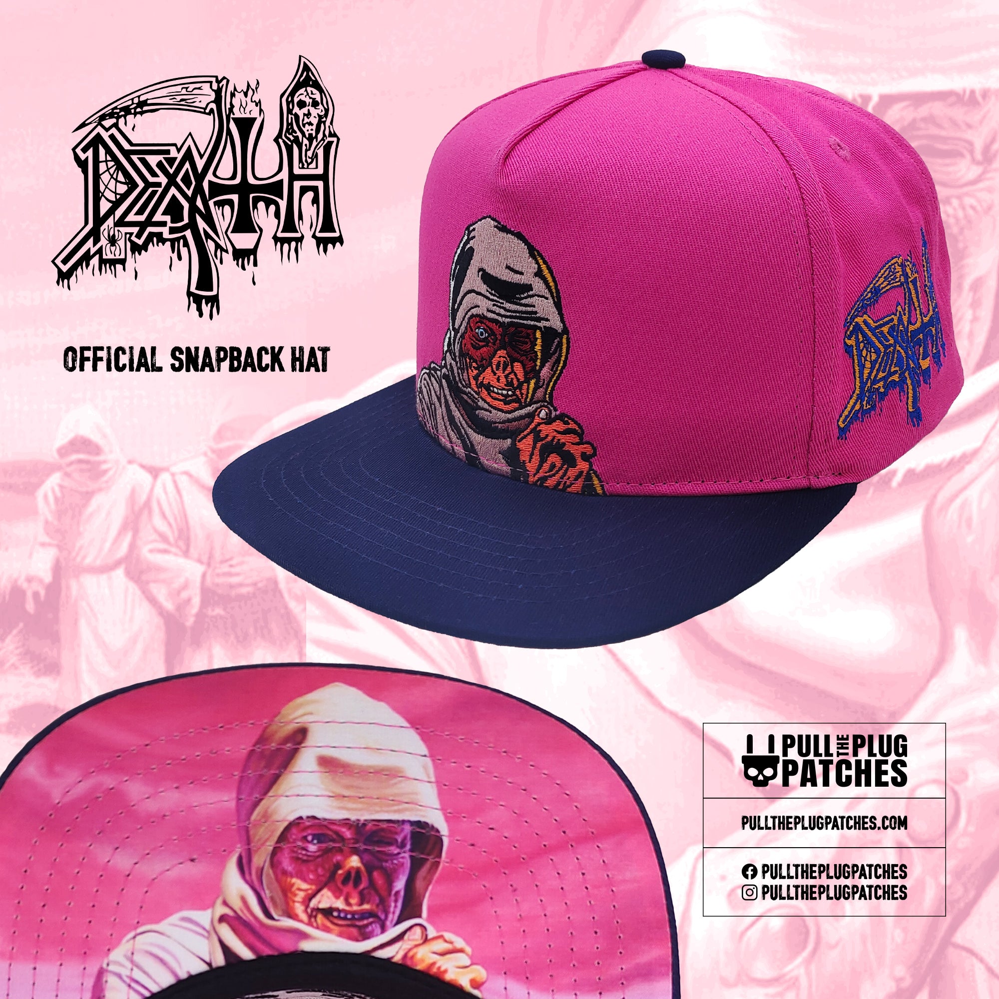 Death - Leprosy - Snapback Hat - Pink – Pull The Plug Patches
