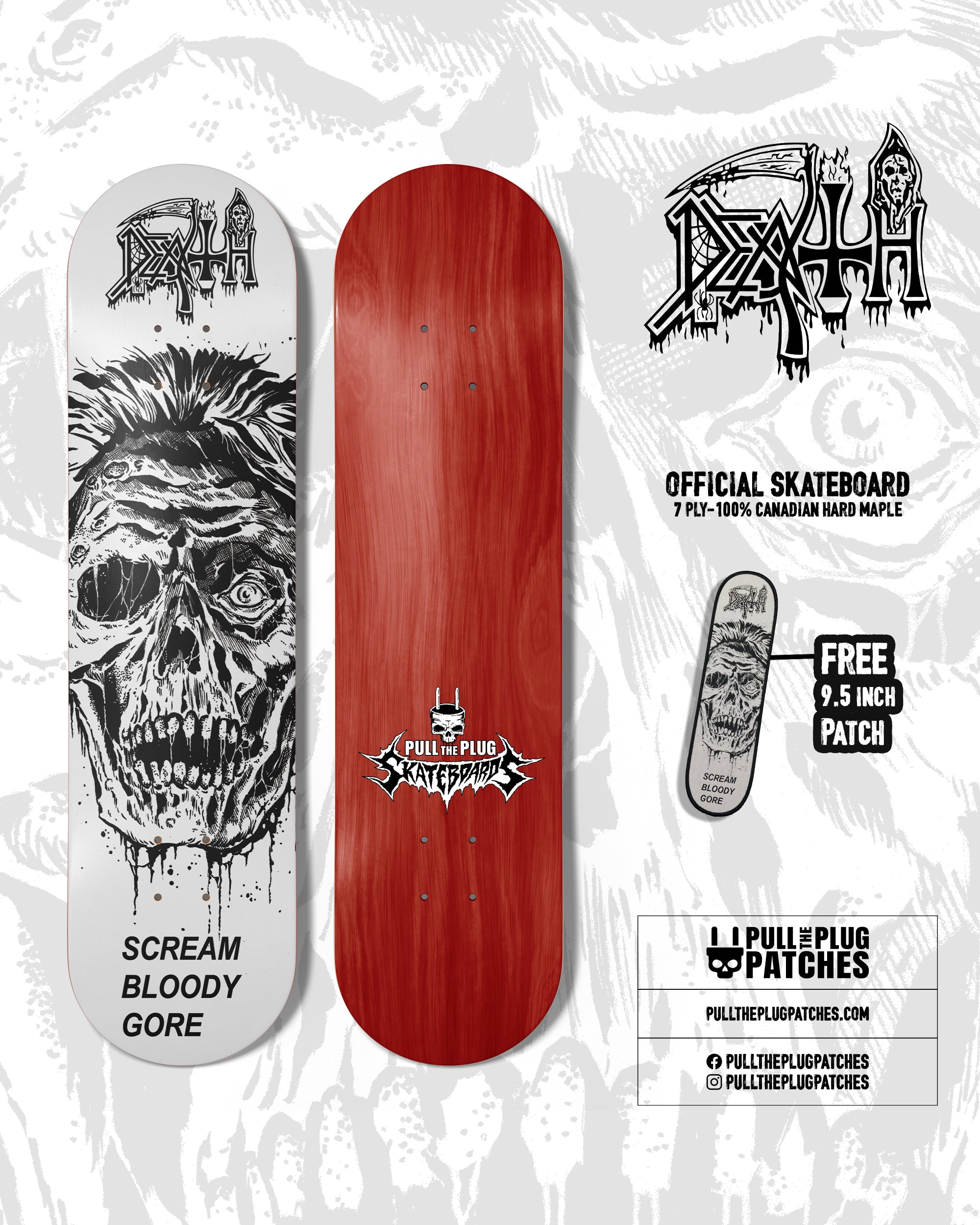 Death - Scream Bloody Gore - Riddick Skull - Skateboard – Pull The Plug ...