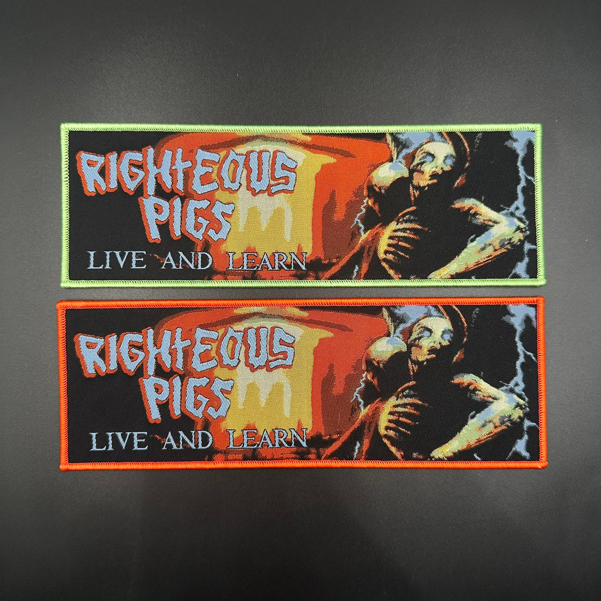 Righteous Pigs - Live and Learn - Strip Patch – Pull The Plug Patches