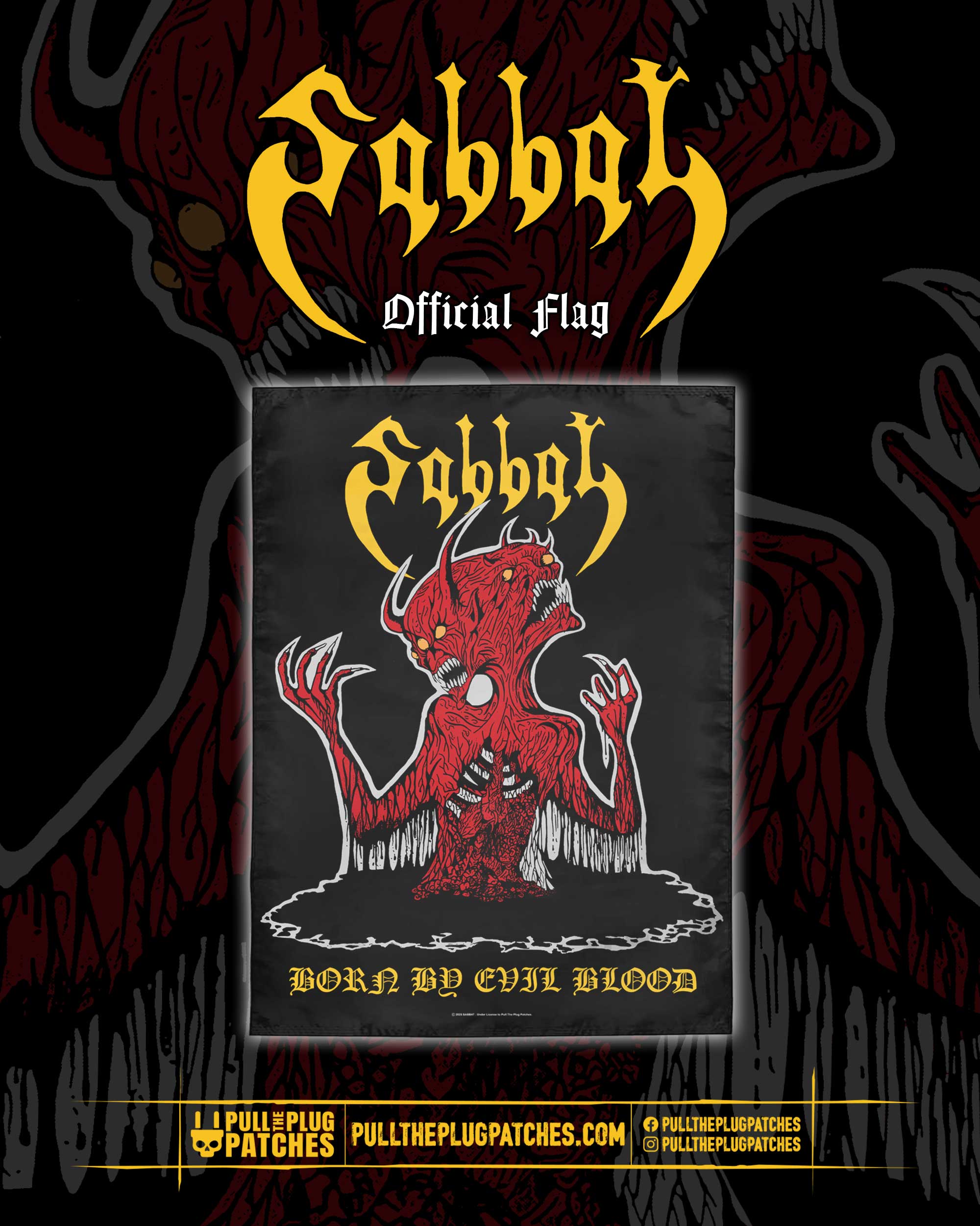 Sabbat - Born By Evil Blood - Flag – Pull The Plug Patches